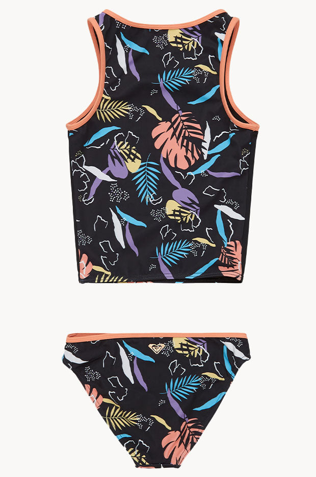 Roxy - Girls Active Tankini Set - Black/Multi | Swimwear Galore AU