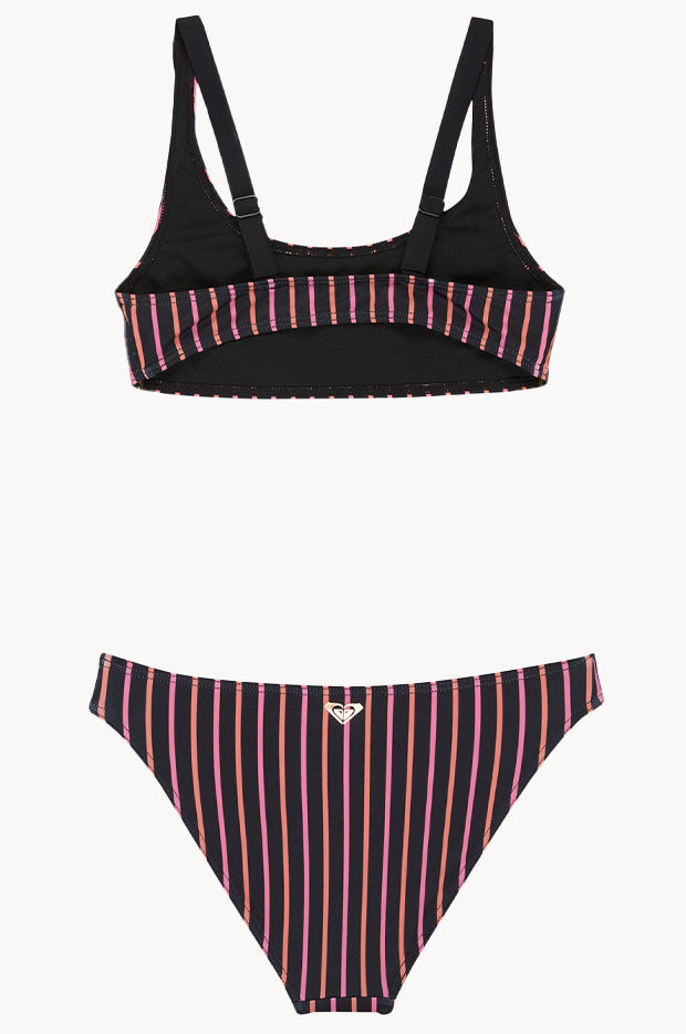 Roxy - Girls Active Stripe Bralette Set - Black | Swimwear Galore AU