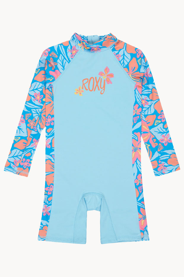 Roxy - Girls Hibiscus Hugs Spring Suit - Blue/Orange | Swimwear Galore AU