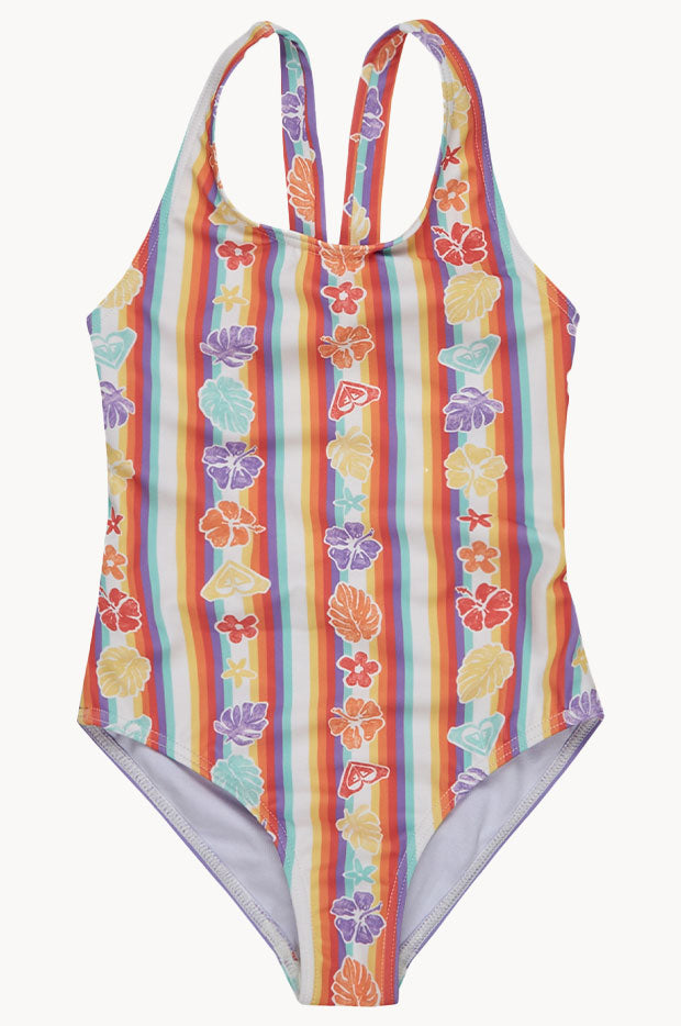 Roxy - Girls Rainbow Bay Stripe One Piece - Rainbow | Swimwear Galore AU