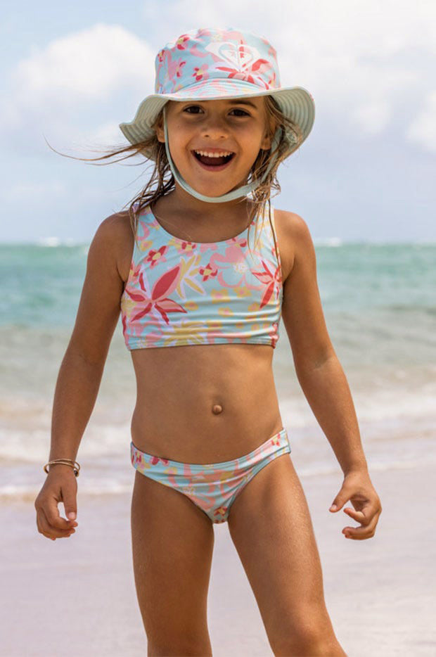 Roxy Toddler Girls Holiday Flower Crop Set Pale Blue Swimwear