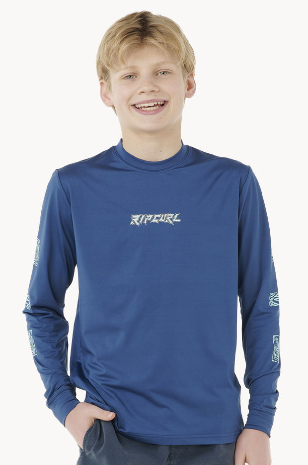 Rip Curl - Boys Tropic Daze Long Sleeve Suntop - Light Navy | Swimwear ...