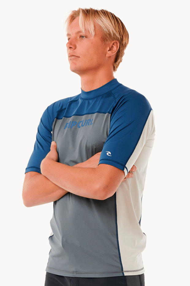 Rip Curl - Mens Drive Short Sleeve Suntop - Navy | Swimwear Galore AU