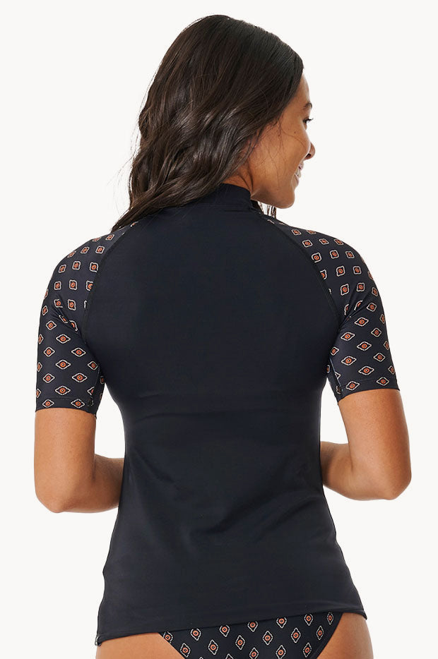Rip Curl Pacific Dreams Short Sleeve Suntop Black | Swimwear Galore AU