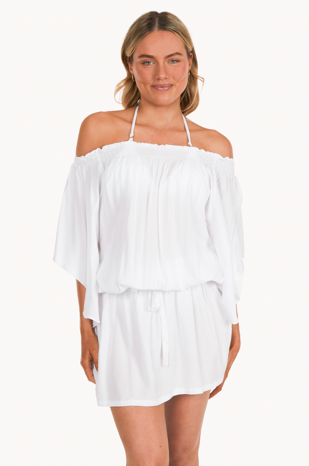 Sundrenched - Plain Wing Dress - White | Swimwear Galore AU