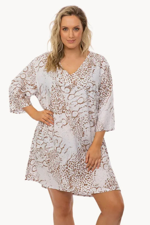 Sundrenched - Animal Tunic - Taupe | Swimwear Galore AU