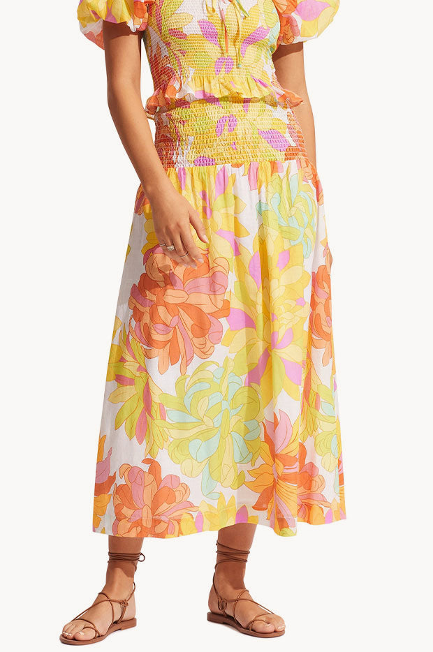 Seafolly - Palm Springs Shirring Skirt - Limelight | Swimwear Galore AU