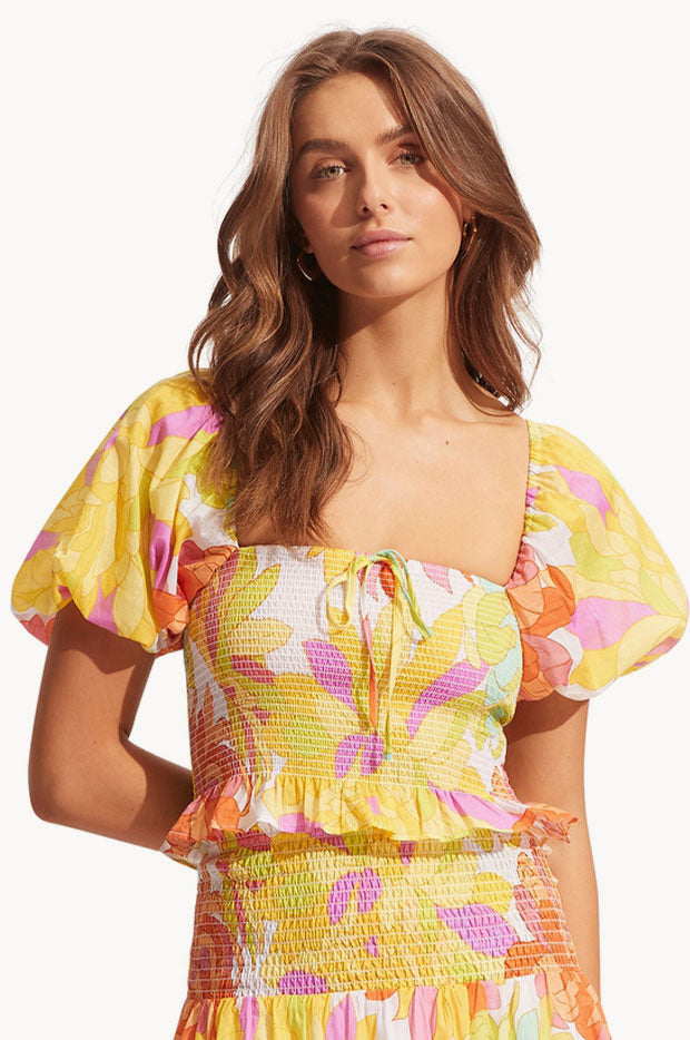 Seafolly - Palm Springs Shirring Top - Limelight | Swimwear Galore AU