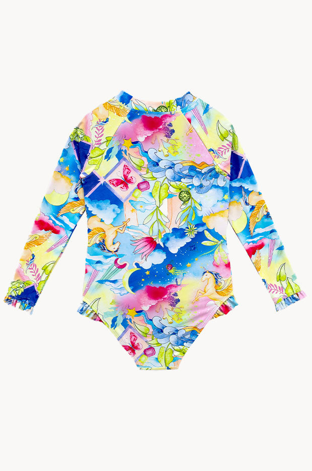 Seafolly Girls - Girls Surrealism Zip Sunsuit - Multi | Swimwear Galore AU