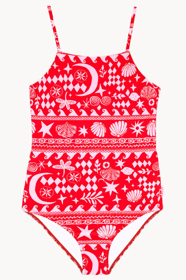 Seafolly Girls - Girls Mykonos Summer One Piece - Red/Pink | Swimwear ...