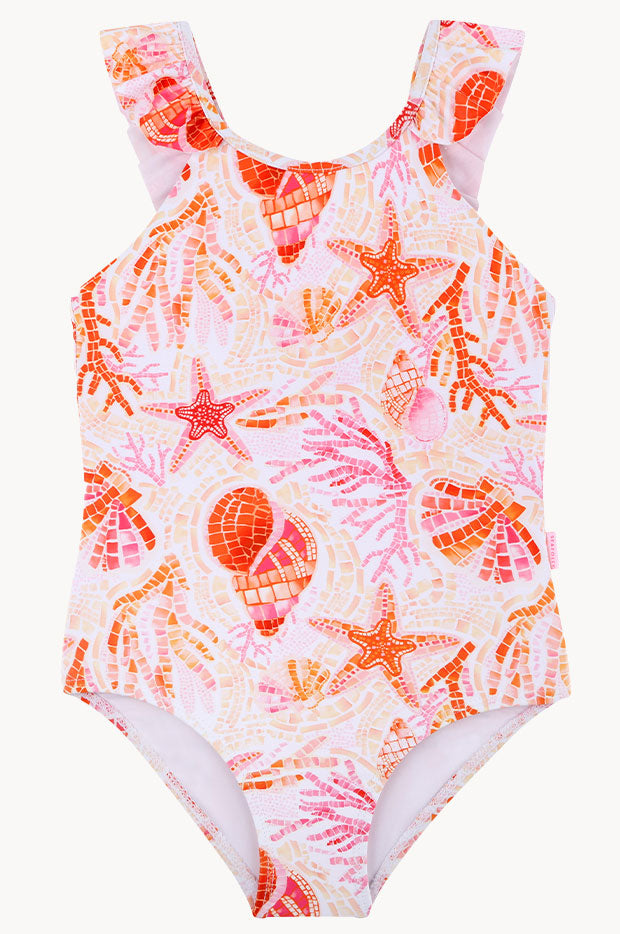 Seafolly Girls - Girls La Mer Frill One Piece - Orange/Pink | Swimwear ...