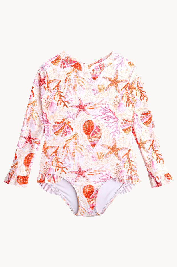 Seafolly Girls Girls La Mer Frill Sunsuit Orange/Pink | Swimwear Galore US