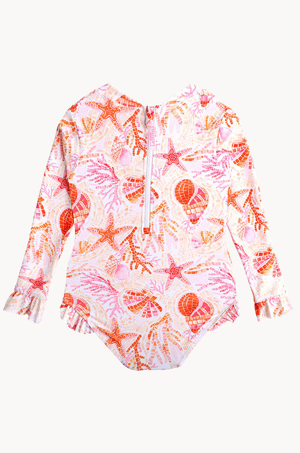 Seafolly Girls Girls La Mer Frill Sunsuit Orange/Pink | Swimwear Galore US