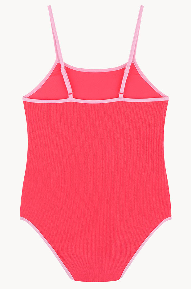 Seafolly Girls - Girls Textured Contrast One Piece - Snapdragon
