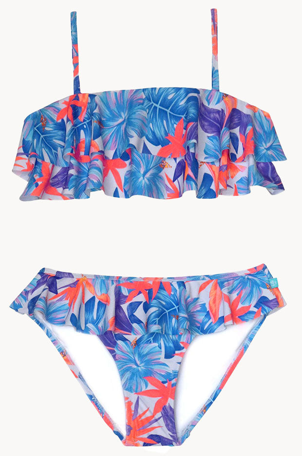 Salty Ink - Girls Kokomo Frill Tube Set - Blue/Orange | Swimwear Galore AU