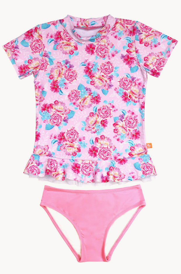 Salty Ink - Girls Miss Bloom Frill Suntop Set - Bloom | Swimwear Galore AU