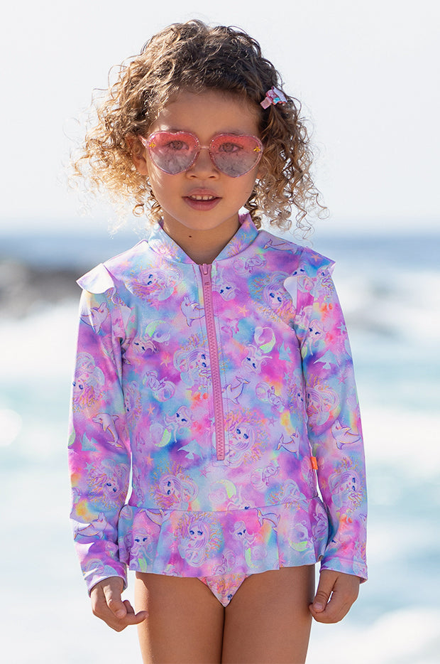 Girls Miss Sea Princess Long Sleeve Sunsuit – Swimwear Galore