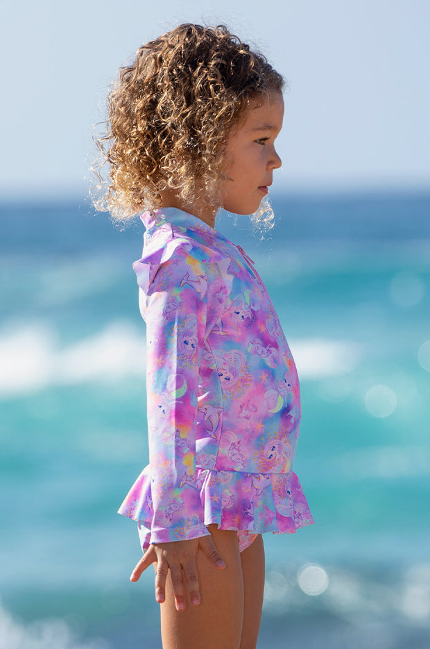 Salty Ink Girls Miss Sea Princess Long Sleeve Sunsuit Multi | Swimwear ...
