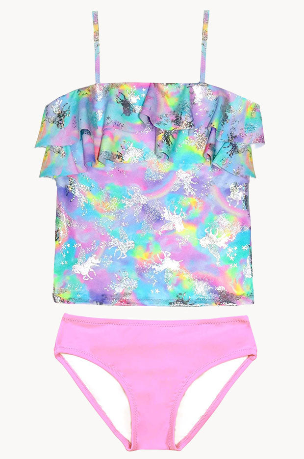 Salty Ink - Girls Miss Dazzle Tankini Set - Pink/Multi | Swimwear Galore AU