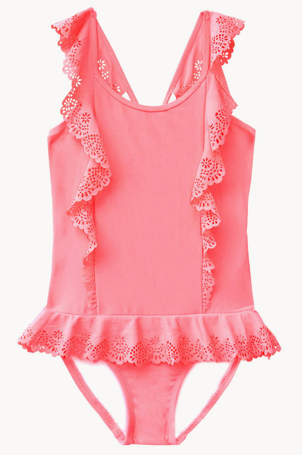 Salty Ink - Girls Miss Salty Frill One Piece - Peach | Swimwear Galore US