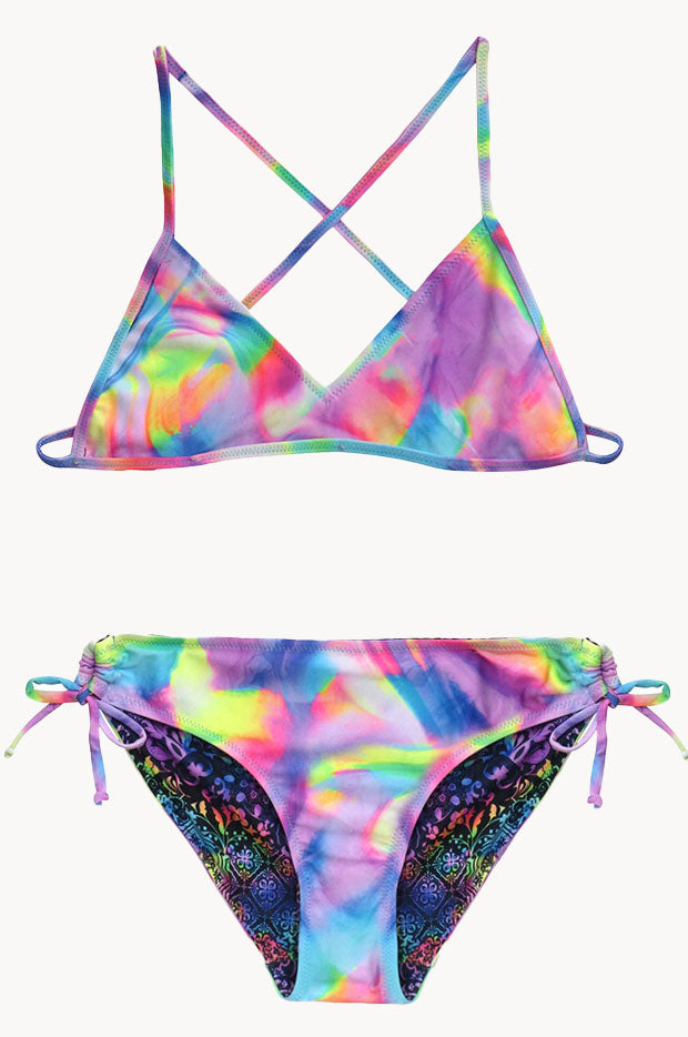 Salty Ink - Girls Soda Swirl Reversible Tri Set - Multi | Swimwear ...