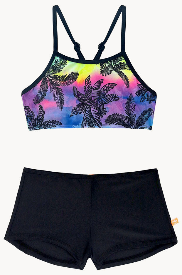 Salty Ink - Girls Sunset Beach Boyleg Set - Black/Multi | Swimwear ...