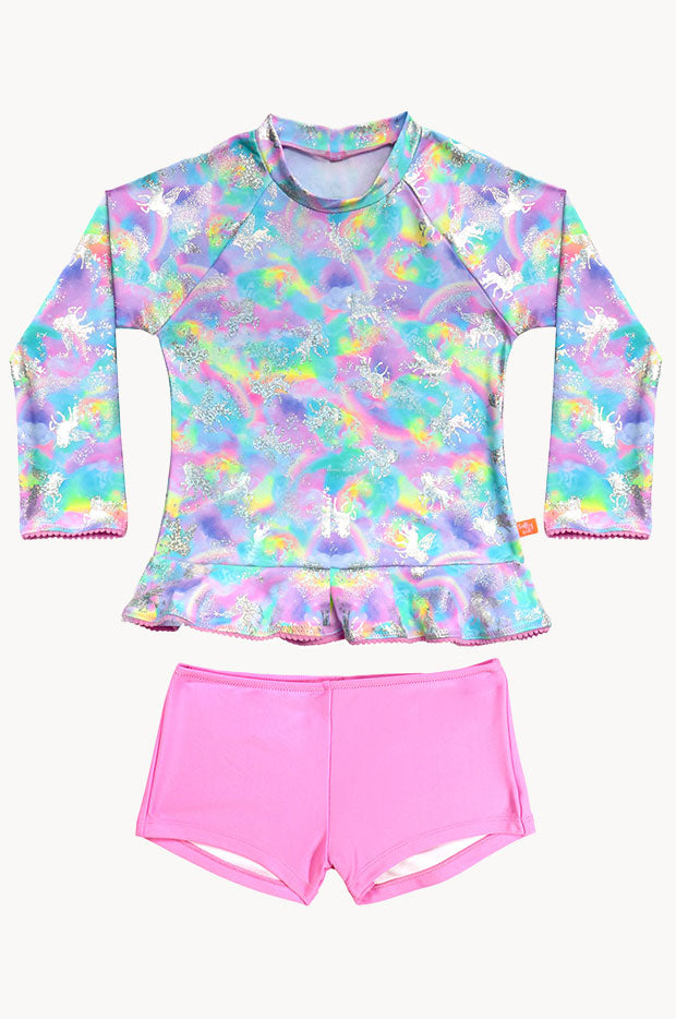 Salty Ink - Girls Miss Dazzle Suntop Set - Pink/Multi | Swimwear Galore AU