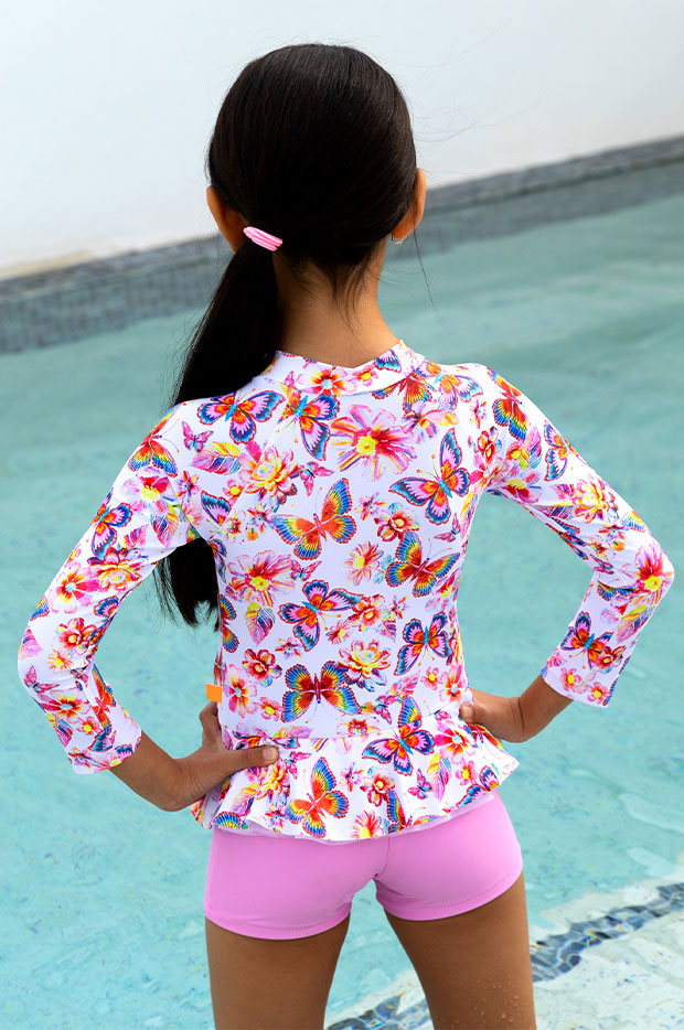Salty Ink - Girls Miss Aloha Boyleg Sunsuit - White/Multi | Swimwear ...