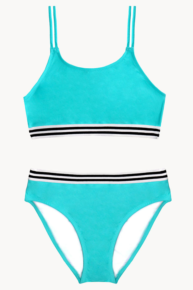 Salty Ink - Girls Salty Crop Set - Aqua | Swimwear Galore AU