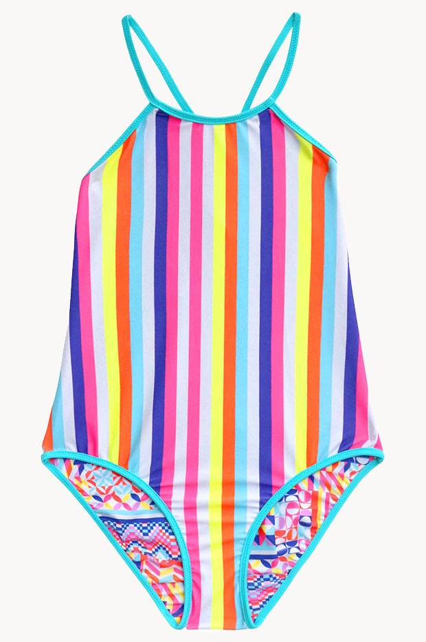 Salty Ink - Girls Neo Geo Reversible One Piece - Multi Geo | Swimwear ...