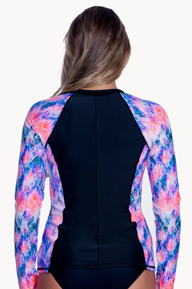 Salty Ink - Fiesta Long Sleeve Suntop - Black/Multi | Swimwear Galore AU