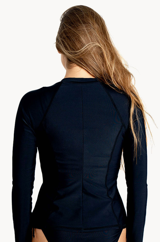Salty Ink Plain Long Sleeve Zip Suntop | Swimwear Galore US