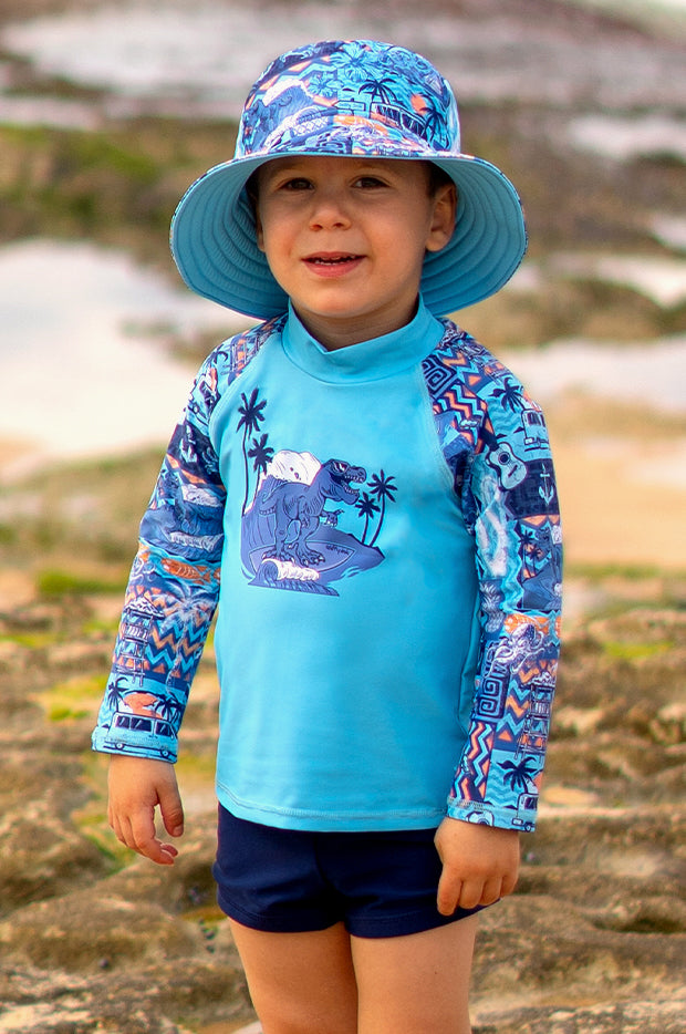 Salty Ink - Boys Tiki Long Sleeve Suntop Set - Blue/Navy | Swimwear ...