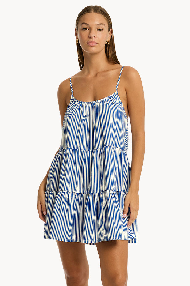 Sea Level - Boathouse Tie Back Short Sundress - Blue | Swimwear Galore AU