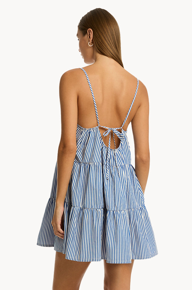 Sea Level - Boathouse Tie Back Short Sundress - Blue | Swimwear Galore US