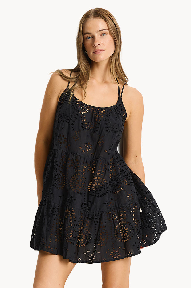 Sea Level - Ibiza Tie Back Short Sundress - Black | Swimwear Galore AU