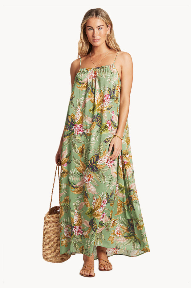 Sea Level - Lost Paradise Maxi Sundress - Green | Swimwear Galore AU