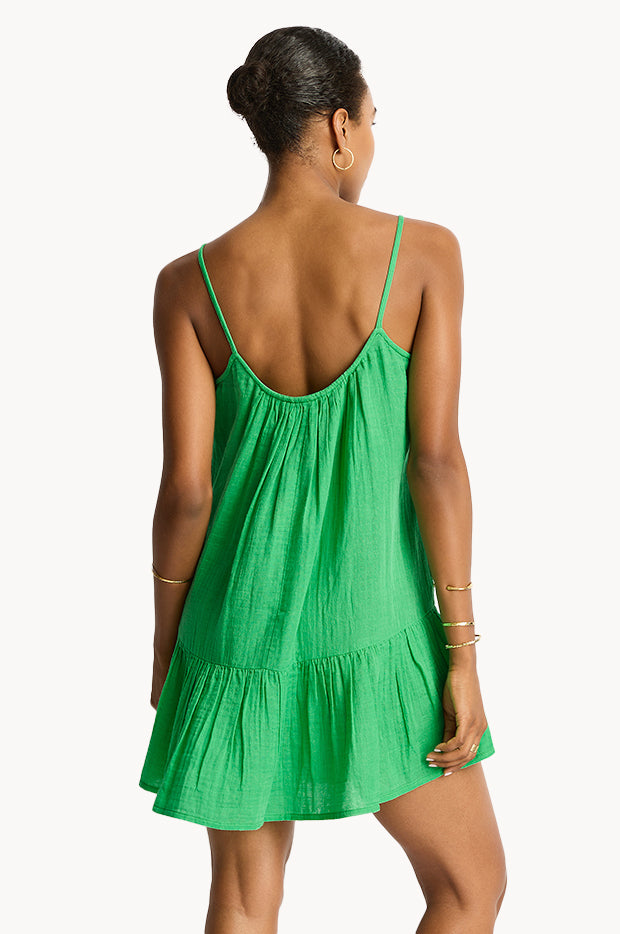 Sea Level - Sunset Short Sundress - Kelly Green | Swimwear Galore AU
