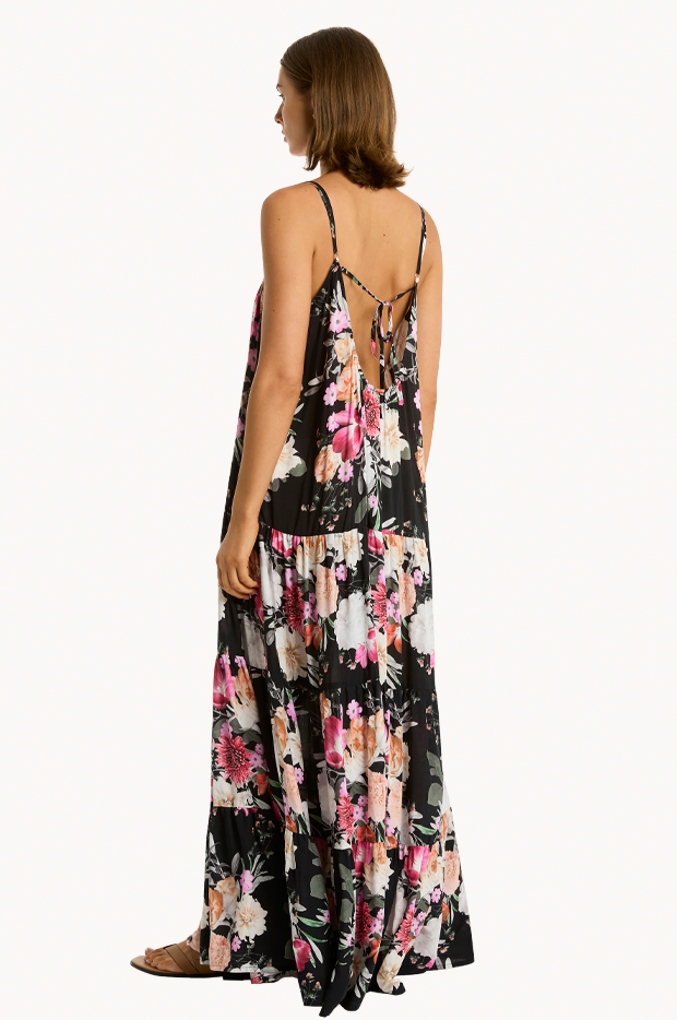 Sea Level - Belle Tiered Maxi Sundress - Black | Swimwear Galore AU