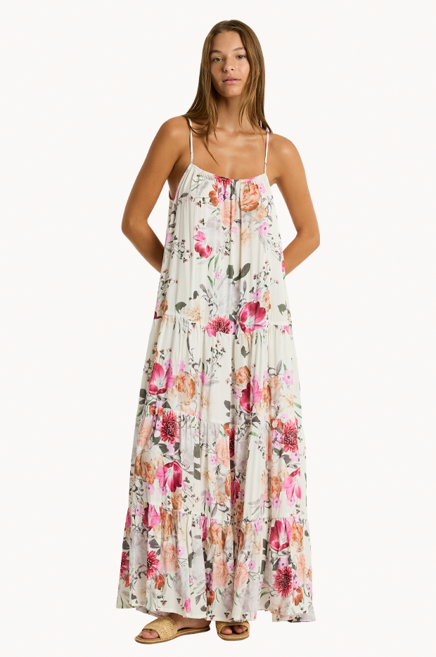Sea Level - Belle Tiered Maxi Sundress - Coconut | Swimwear Galore AU