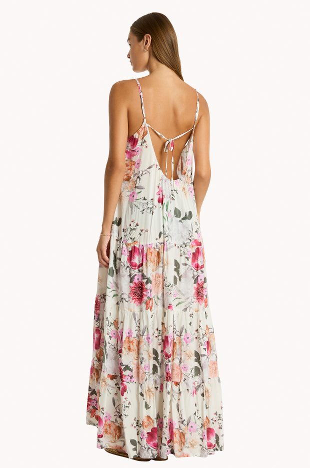 Sea Level - Belle Tiered Maxi Sundress - Coconut | Swimwear Galore AU
