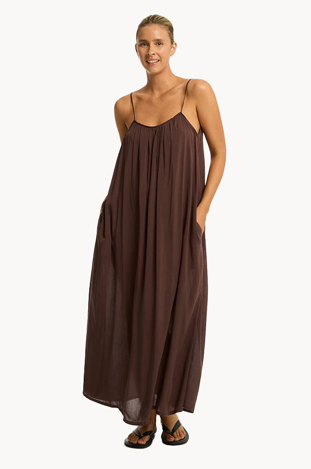Sea Level - Resort Essentials Maxi Sundress - Cocoa | Swimwear Galore AU