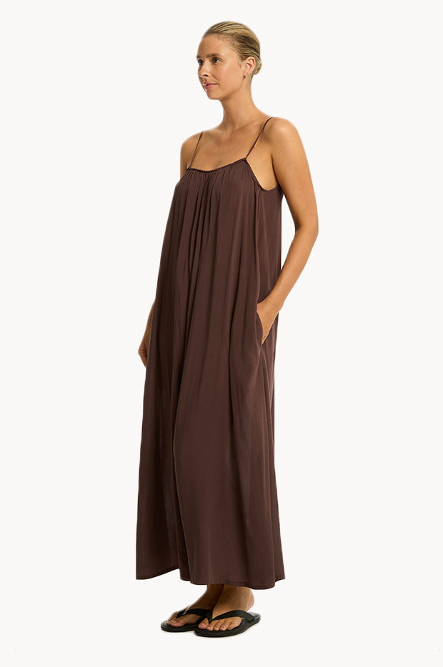 Sea Level - Resort Essentials Maxi Sundress - Cocoa | Swimwear Galore AU