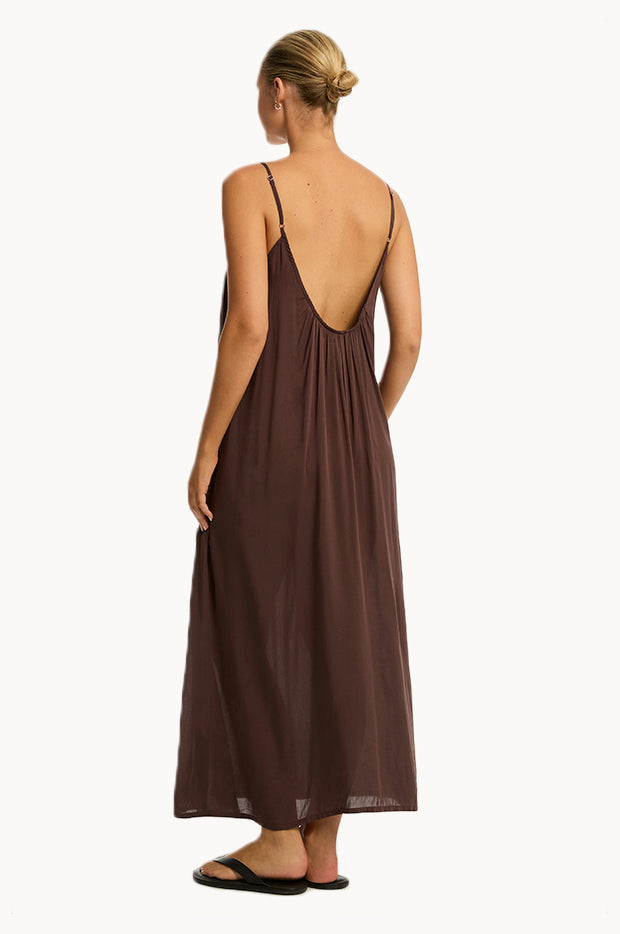 Sea Level - Resort Essentials Maxi Sundress - Cocoa | Swimwear Galore AU