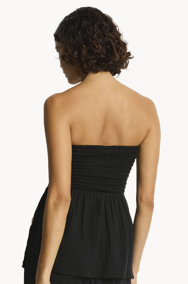 Sea Level - Sunset Shirred Bandeau Top - Black | Swimwear Galore AU