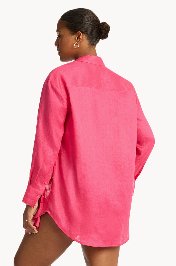 Sea Level - Resort Linen Cover Up - Hot Pink | Swimwear Galore AU