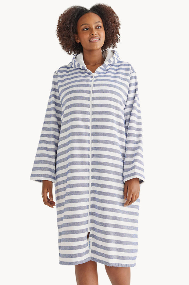 Sammimis Australia Stripe Positano Hooded Towelling Robe Navy/White ...