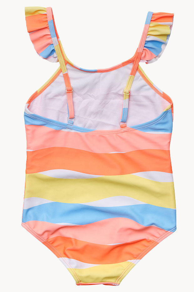 Snapper Rock - Girls Good Vibes Frill Strap One Piece - Multi