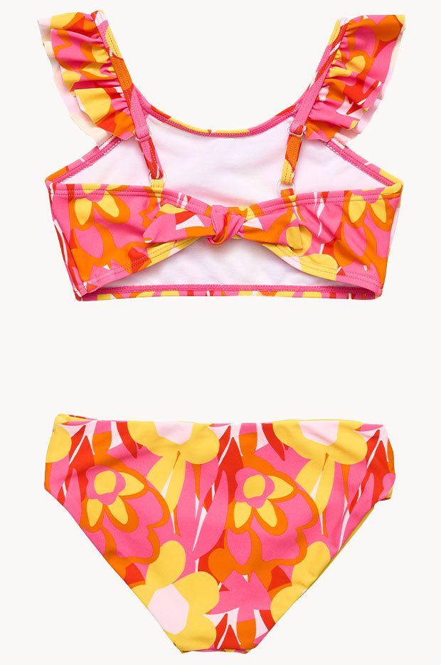 Snapper Rock Girls Pop Of Sunshine Frill Crop Set Red/Yellow | Swimwear ...