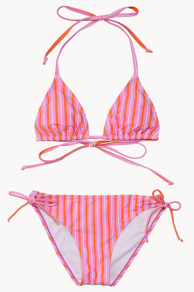 Snapper Rock - Girls Stripy Sunset Tri Set - Pink | Swimwear Galore US